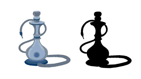 Blue Glass Hookah And Black Hookah Silhouette Vector Illustration