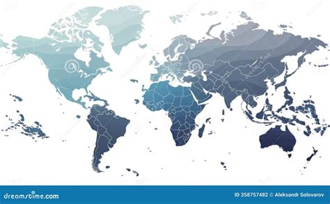 Blue Gradient Map Emphasizing Continental Contours And International