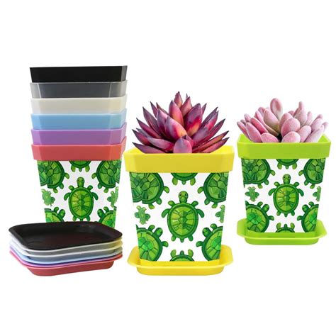 Dragonbtu Flower Pots Plastic Planters Indoor Plant Pots Cartoon