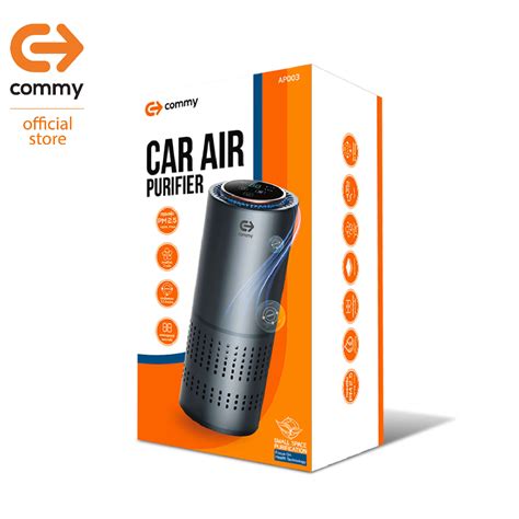 Commy เครื่องฟอกอากาศในรถยนต์ สีดำ Car Air Purifier Black กรองฝุ่นpm2 5 เครื่องฟอกในรถ แบบพกพา