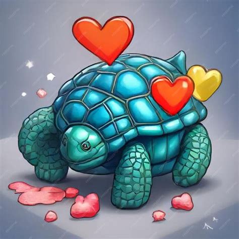 A Turtle With Hearts On Its Back And A Heart On The Top Premium Ai