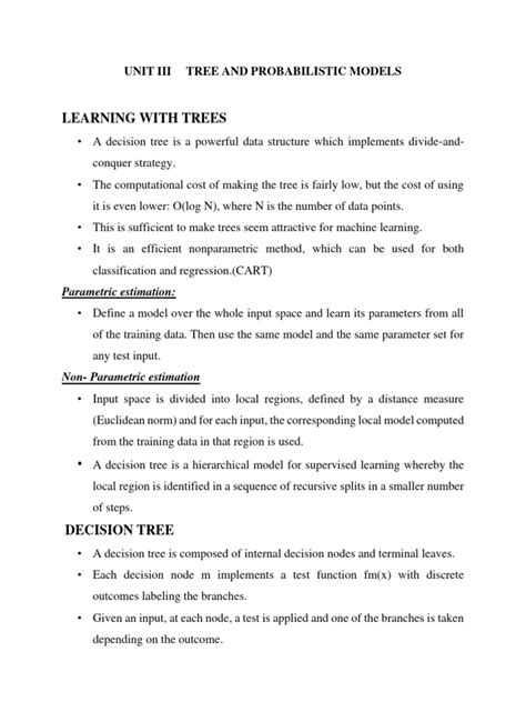 Unit Iii Tree And Probabilistic Models Pdf