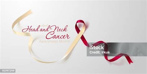 머리와 목 암 인식 서 예 포스터 디자인 사실적인 부르고뉴와 아이 보 리 리본 4 월은 암 인식의 달입니다 벡터 4월에 대한 스톡 벡터 아트 및 기타 이미지 Istock