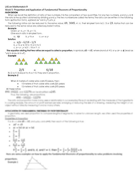 SOLUTION Proportion And Application Of Fundamental Theorems Of Proportionality Studypool