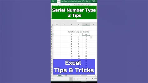 Serial Number In Excel Shortcut 👌 Automatic Serial Number In Excel Shorts Excel Tips Tricks