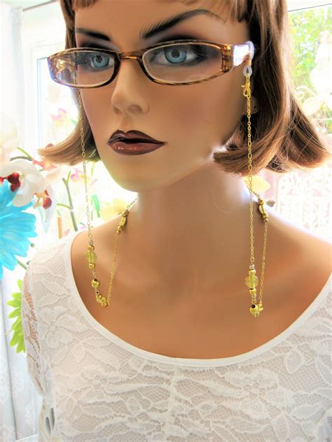 Gold Beaded Eyeglass Chain For Women Glasses Chain With Gold Beads And Gold Chain Handmade