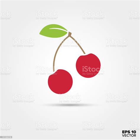 Cherry Fruit Vector Icon Stock Illustration Download Image Now Cherry Food Food And Drink