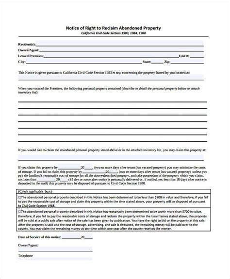 Abandonment Notice Template