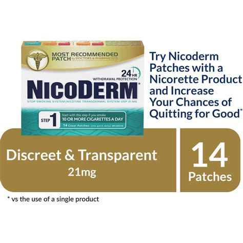 Nicoderm® Stop Smoking System Step 1 Patches 14 Count 21 Mg Nicotine