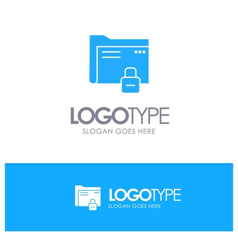 Data Folder Password Protection Secure Blue Solid Logo With Place For Tagline 19130286 Vector
