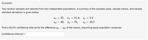 solved two random samples are selected from two independent