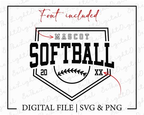 Softball Svg Mascot Svg Custom Svg Softball Base Svg Etsy