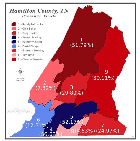 Hamilton County Tn Wall Map Color Cast Style By Marke