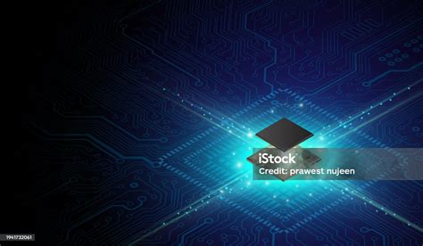 Cpu Chip On Motherboard Central Computer Processors Cpu Concept Quantum Computer Large Data