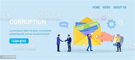 부패 사기 뇌물 수수 불법 활동 부패한 파트너에게 노란 봉투에 뇌물을 주는 사업가 금융 범죄 및 뇌물 악수 불법 거래 완료 대출에 대한 스톡 벡터 아트 및 기타 이미지