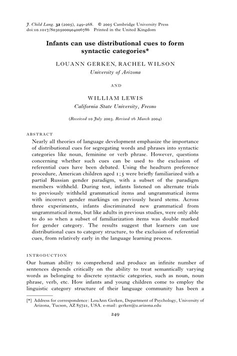 pdf infants can use distributional cues to form syntactic categories