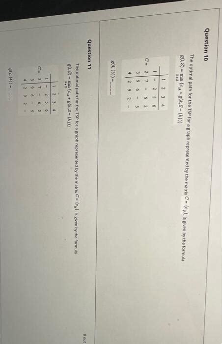solved question 10 the optimal path for the tsp for a graph