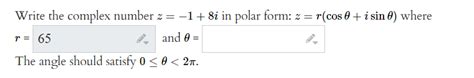 Solved Write The Complex Number Z I In Polar Form Chegg