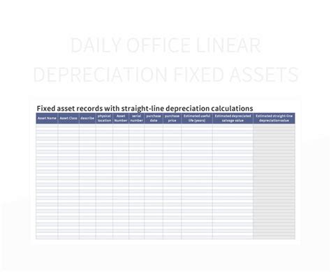Free Straight Line Depreciation Templates For Google Sheets And Microsoft Excel Slidesdocs