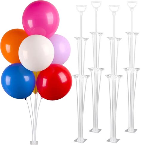 Sakolla 4 Sets Balloon Stand Kits For Table Balloon Sticks With Self Stick Base