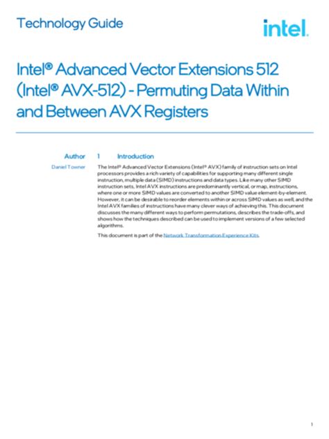 Intel® Avx 512 Permuting Data Within And Between Avx Registers