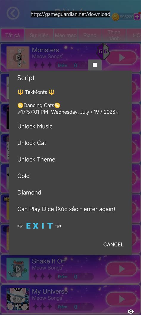 Dancing Cats Music Tiles Lua Scripts Gameguardian