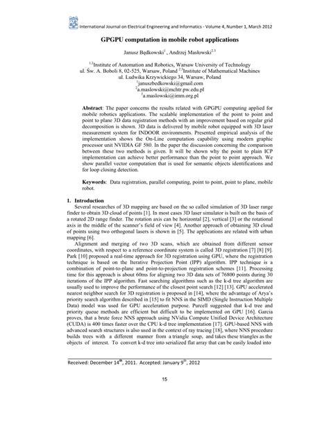 Pdf Gpgpu Computation In Mobile Robot Applications