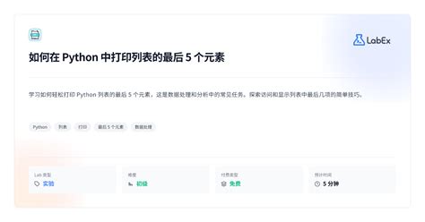 如何在 Python 中打印列表的最后 5 个元素 Labex