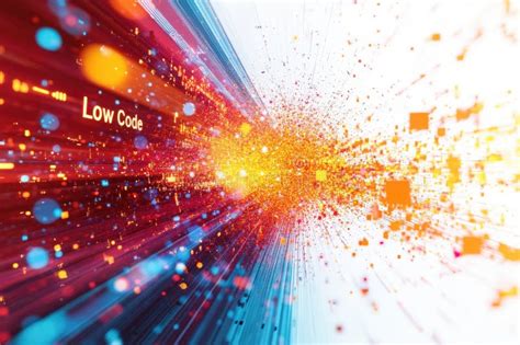 Low Code Visual Representation With Coding Symbols And Vibrant Colors Conveying Digital