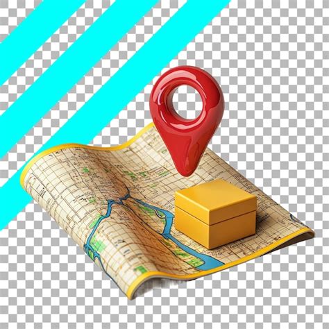 투명 한 배경 에 위치 표시자 와 작은 상자 가 있는 다채로운 지도 Ai 생성 Psd