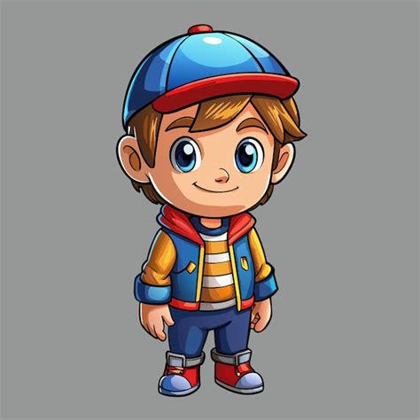 мультфильм мальчика с шапкой и курткой Премиум Ai сгенерированный вектор