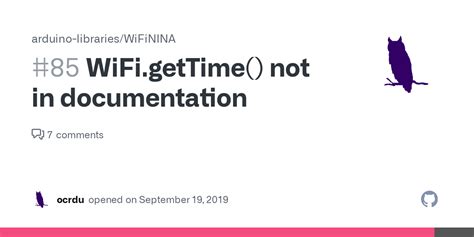 Wifi Gettime Not In Documentation · Issue 85 · Arduino Libraries