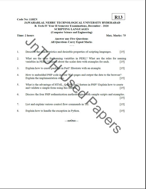 Jntuh Btech Scripting Languages December 2020 Question Paper