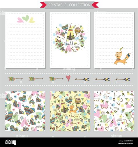 Vector Printable Notepad Design And Seamless Pattern With Native Vector Printable Notepad Design And Seamless Pattern With Native