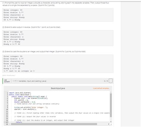 Activity Write Two Scornextint Statements To Get Input Values Into
