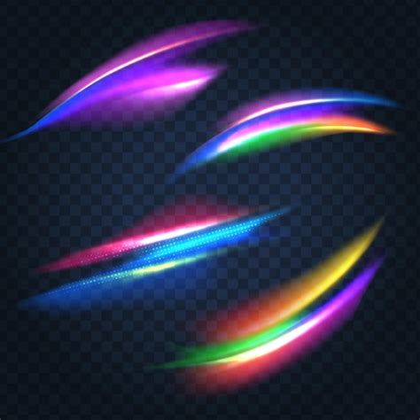 현실적인 빛 섬광 세트 무료 벡터