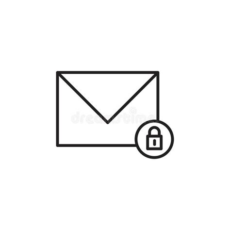 Secure Mail Icon Flat Line Illustration Stock Vector Illustration Of