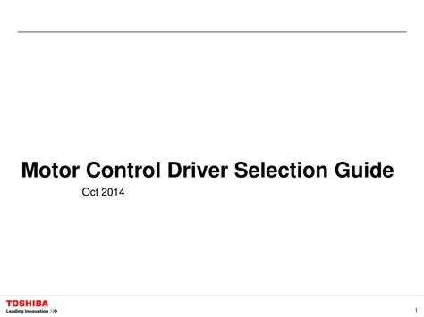 PPT Motor Control Driver Selection Guide PowerPoint Presentation Free Download ID 6740066