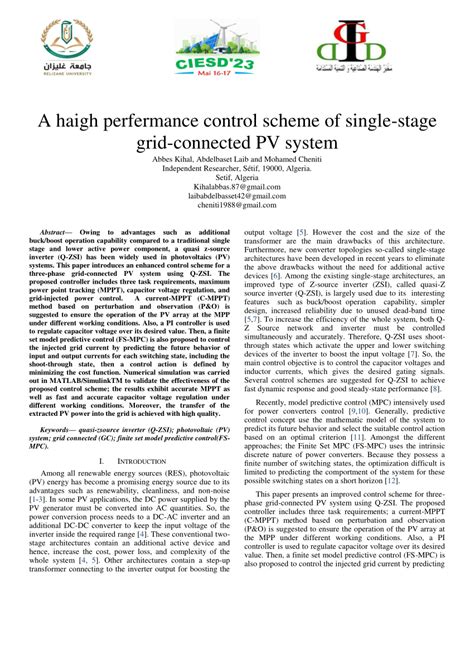 Pdf A High Performance Control Scheme Of Single Stage Grid Connected