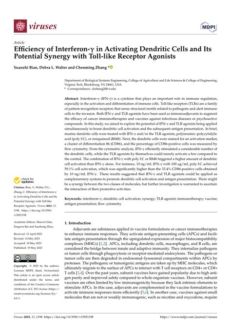 Pdf Efficiency Of Interferon γ In Activating Dendritic Cells And Its Potential Synergy With
