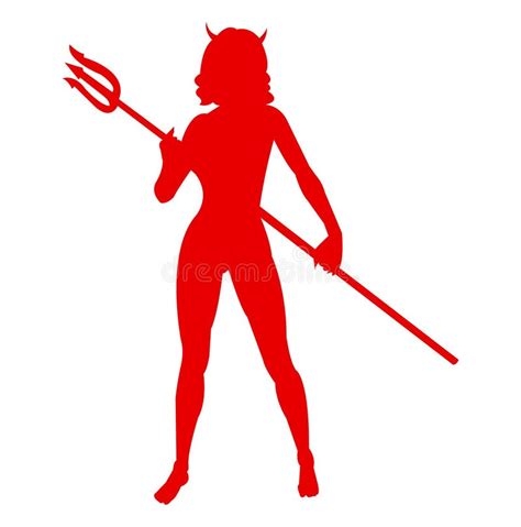 She Devil Silhouette With Horns And Trident Stock Vector Illustration Of Figure Vector 113838744