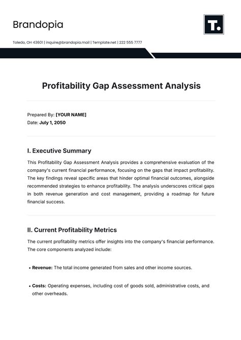 Free Profitability Gap Assessment Analysis Template To Edit Online