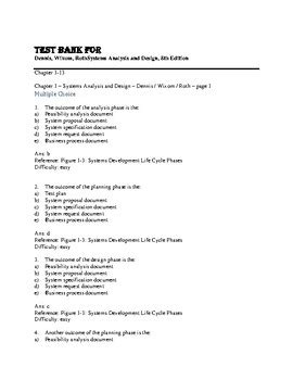 Test Bank For Systems Analysis And Design 8th Edition Alan Dennis