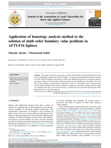 Pdf Application Of Homotopy Analysis Method To The Solution Of Ninth Order Boundary Value