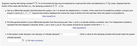 Solved Suppose A Spring With Spring Constant N M Is Chegg