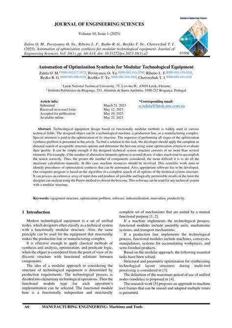 Pdf Automation Of Optimization Synthesis For Modular Technological