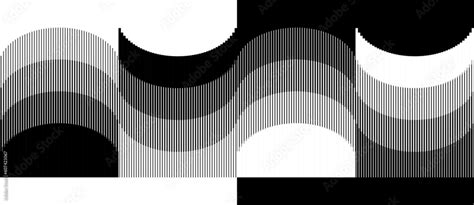 Abstract Art Geometric Background With Vertical Lines And Semicircles Optical Illusion With