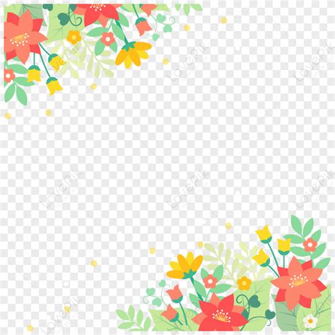 노란색 튤립 봄 시즌 꽃 일러스트 테두리 장미배너화훼