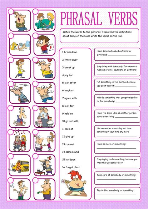 Phrasal Verbs Matching Exercise Interactive Worksheet Verb