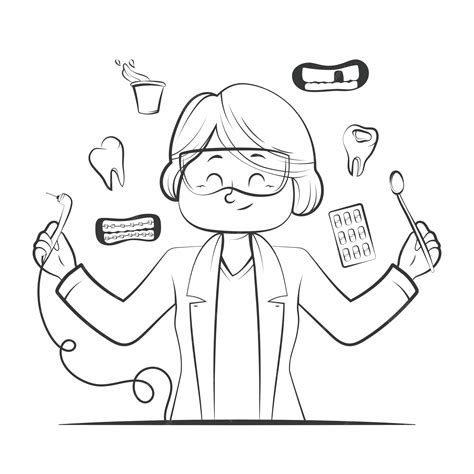 Free Vector Hand Drawn Dentist Drawing Illustration